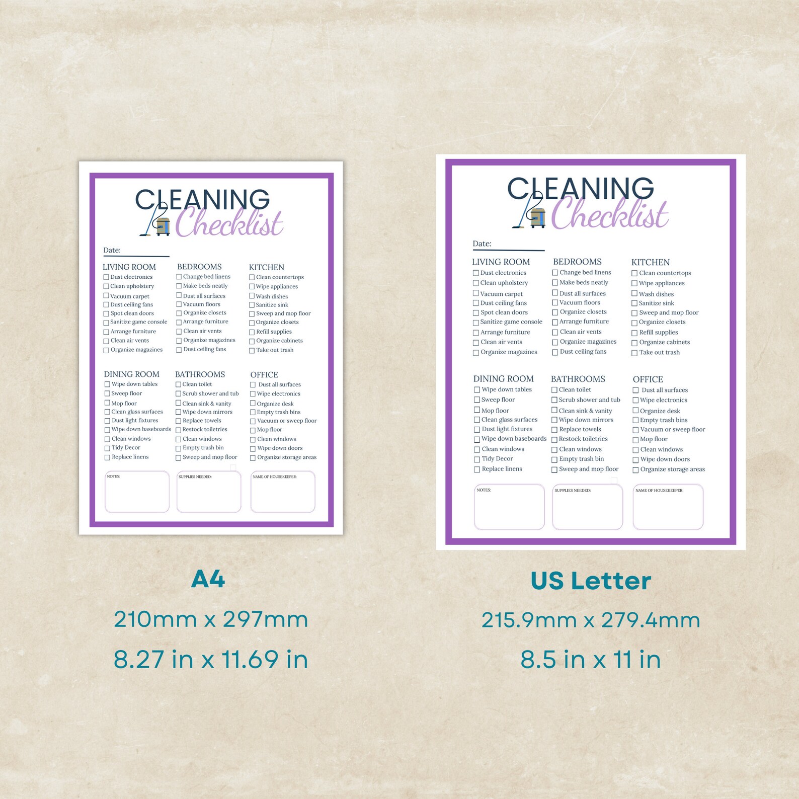 Editable Airbnb Cleaning Checklist, Professional Housekeeping Template ...