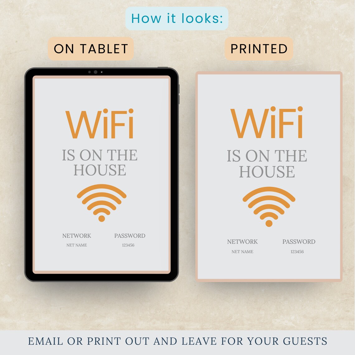 Airbnb Wifi Sign, Editable Wifi Sign Template, Custom Canva Wifi ...