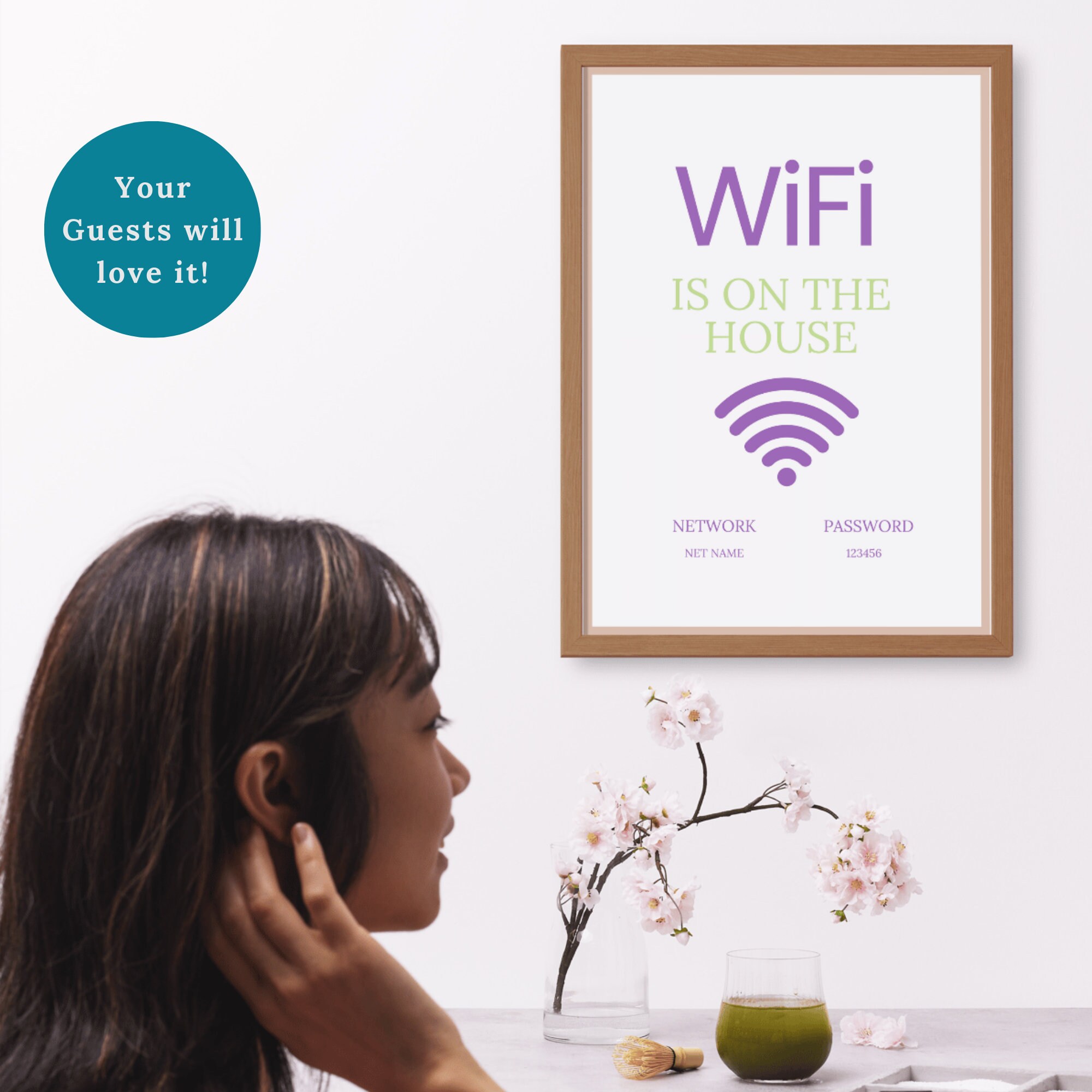 Airbnb Wifi Sign, Editable Wifi Sign Template, Custom Canva Wifi ...