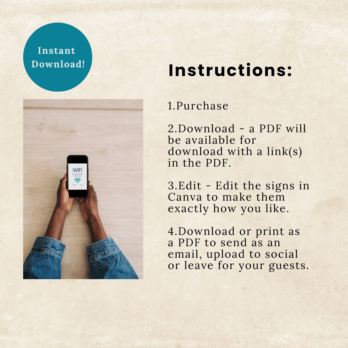 Airbnb Wifi Sign, Editable Wifi Sign Template, Custom Canva Wifi ...