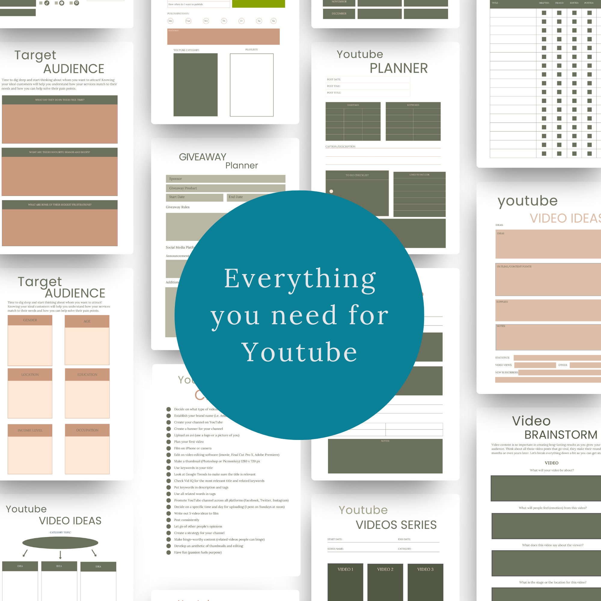 Printable Youtube Content Planner Social Media Strategy Tracker Youtube ...