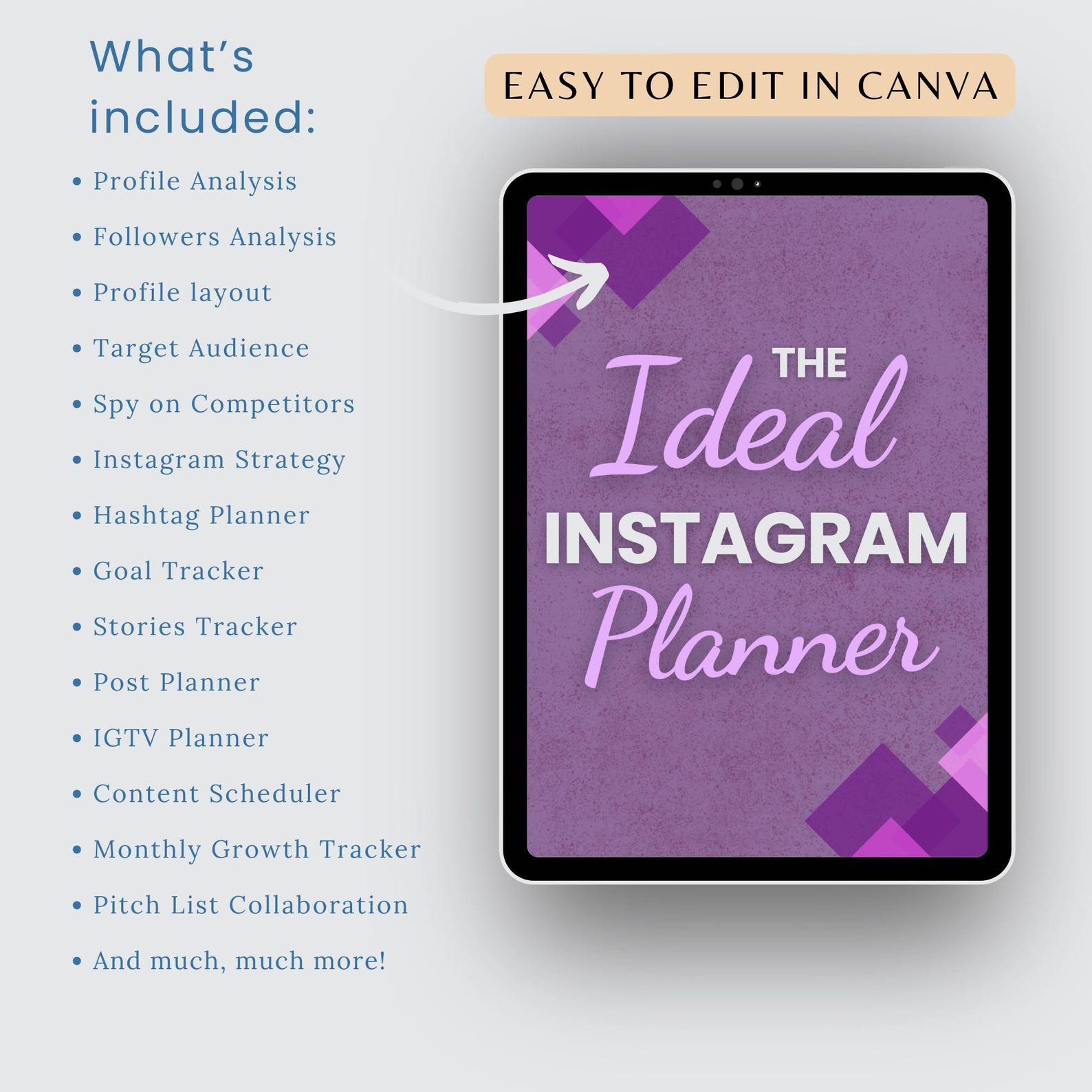 Printable Instagram Planner, Digital Social Media Organizer, Marketing ...