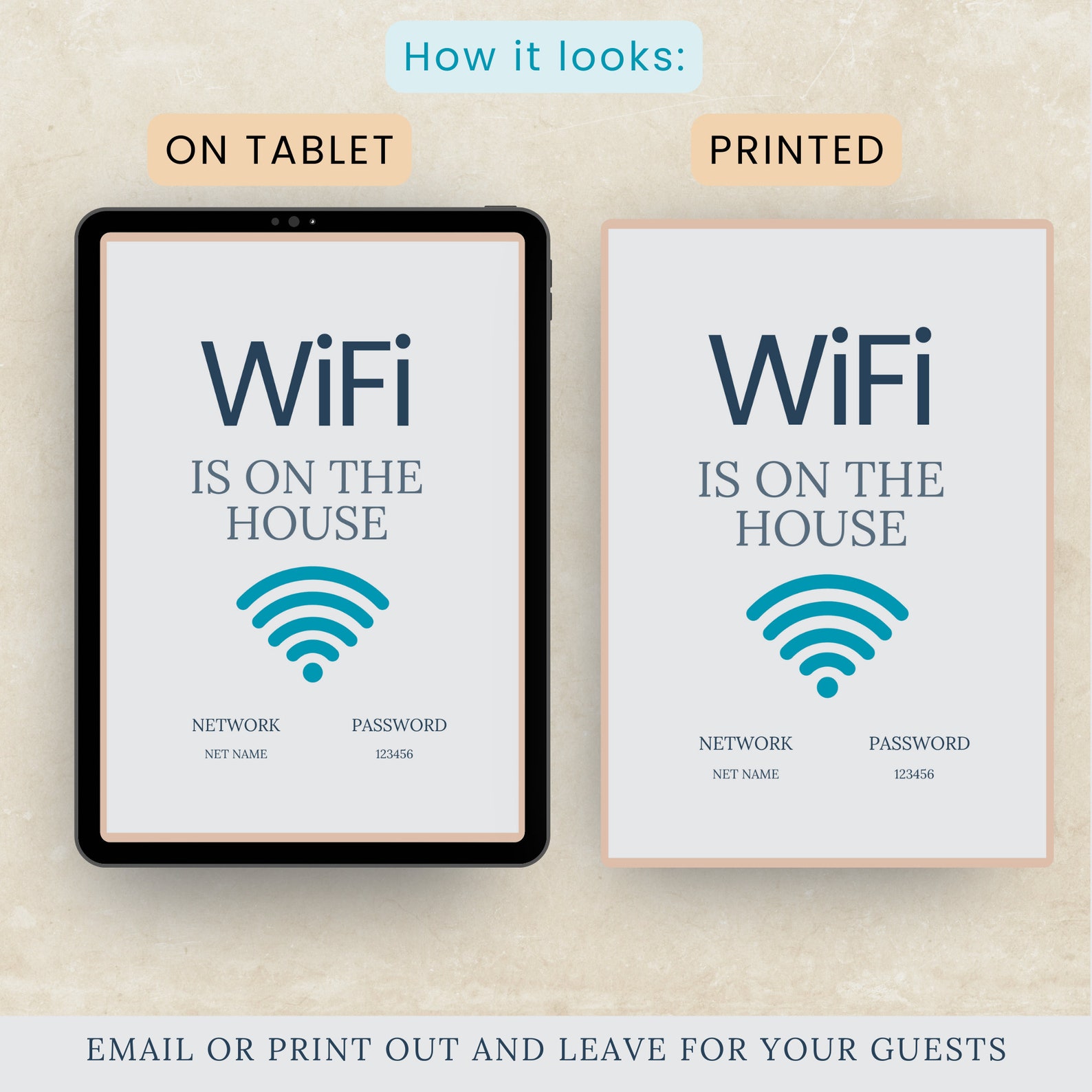 Airbnb Wifi Sign, Editable Wifi Sign Template, Custom Canva Wifi ...