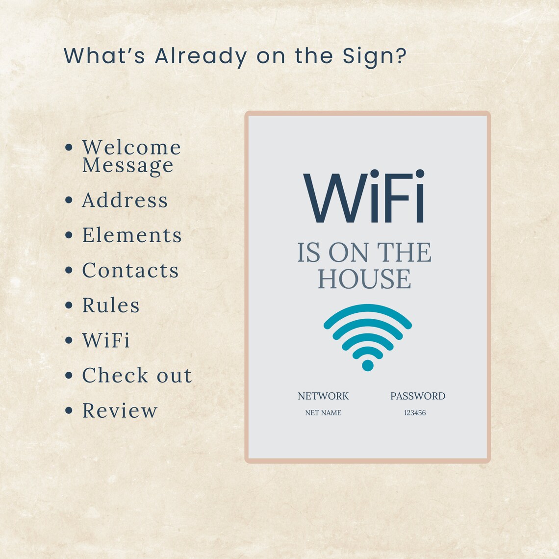 Airbnb Wifi Sign, Editable Wifi Sign Template, Custom Canva Wifi ...