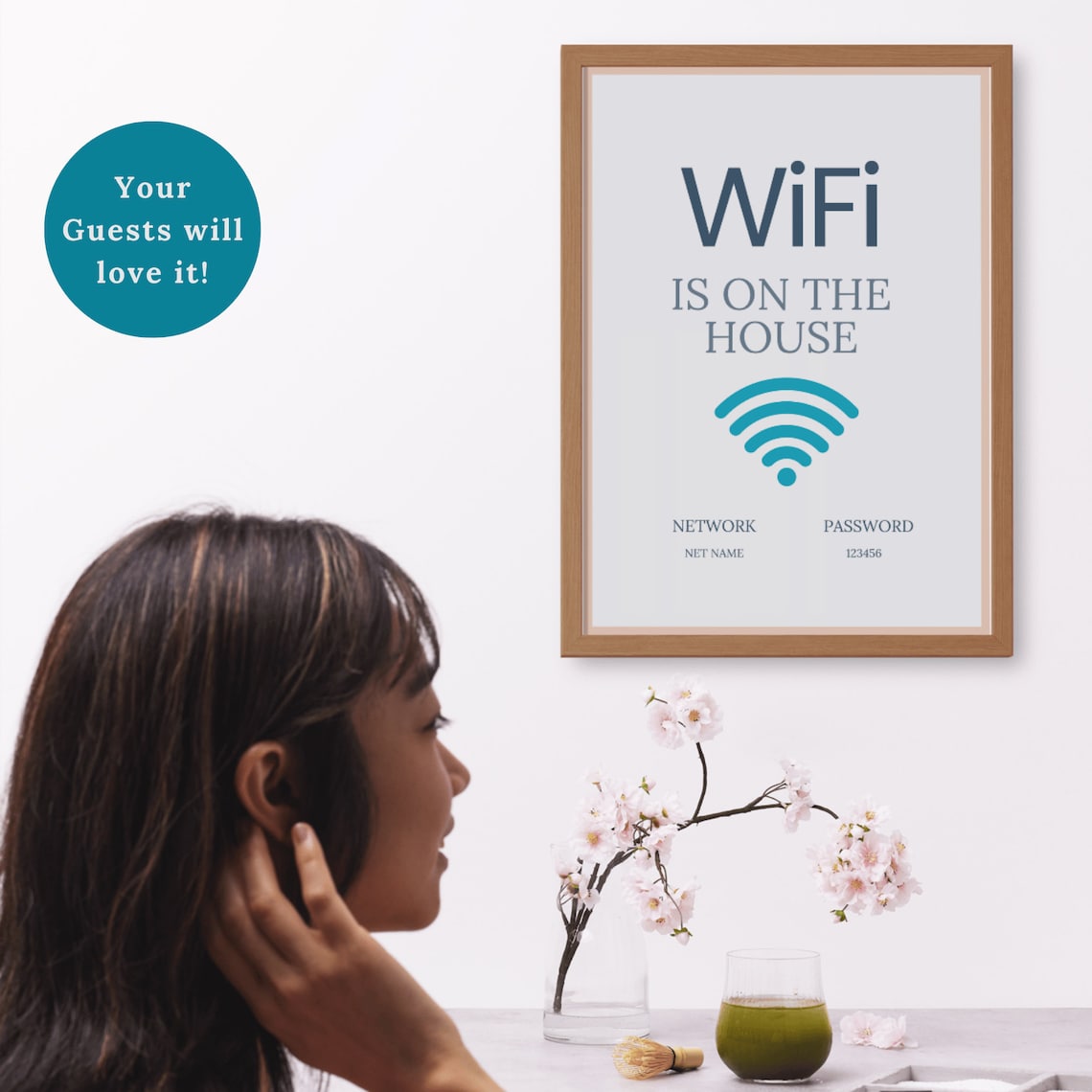 Airbnb Wifi Sign, Editable Wifi Sign Template, Custom Canva Wifi ...