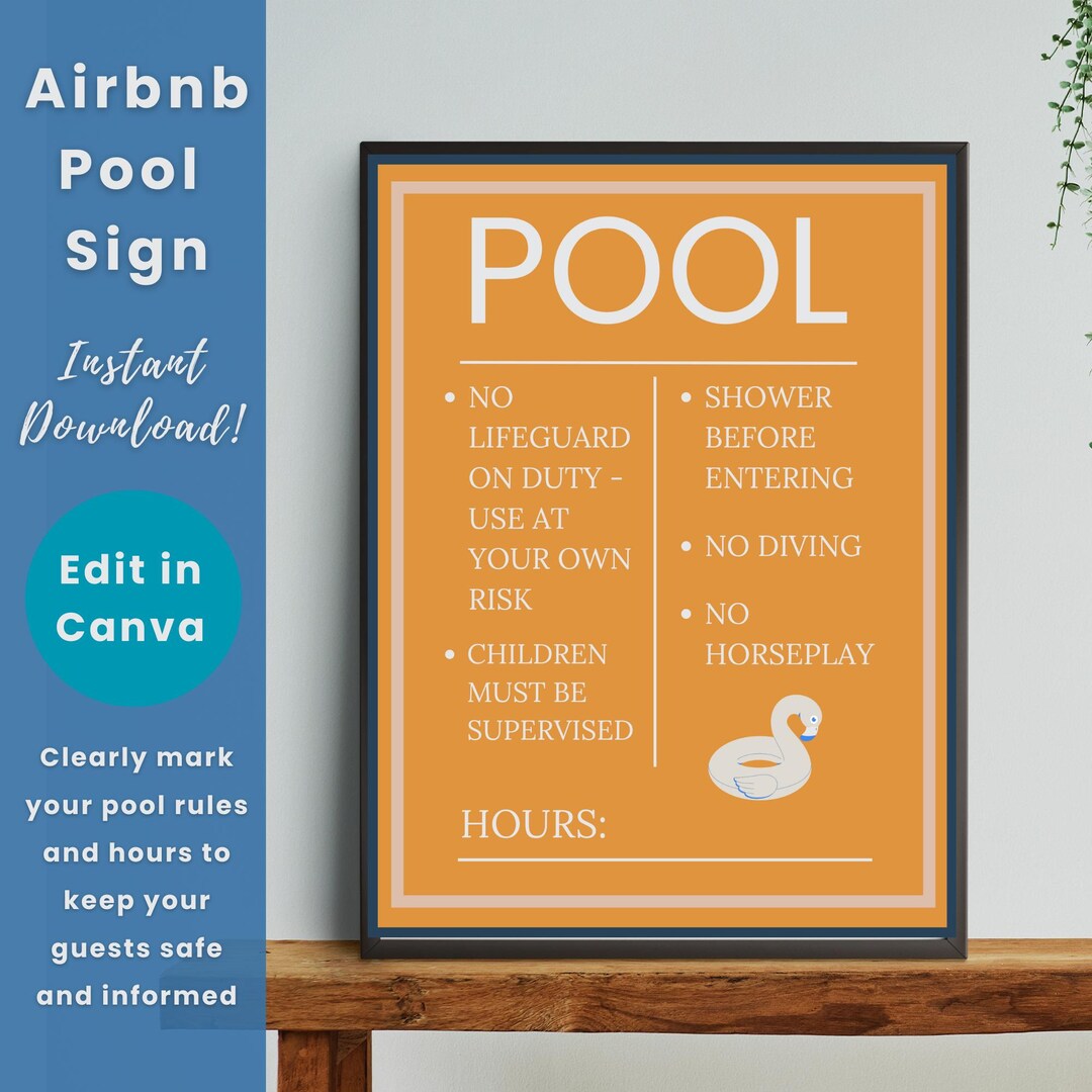 Super Host Pool Rules Sign, Printable Airbnb Signage, Custom VRBO ...