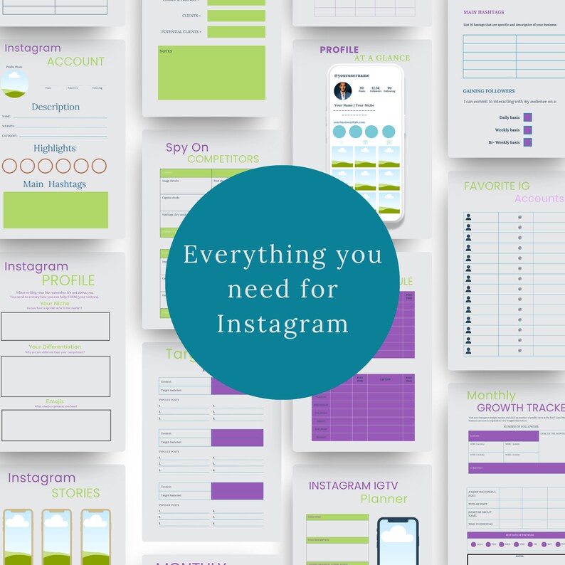 Printable Instagram Planner, Digital Social Media Organizer, Marketing ...