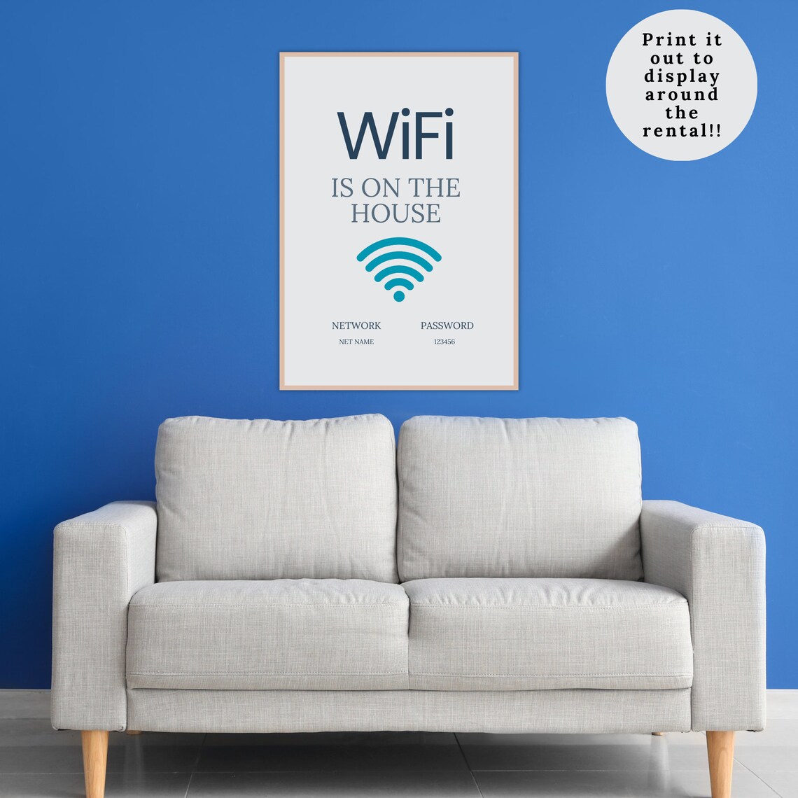 Airbnb Wifi Sign, Editable Wifi Sign Template, Custom Canva Wifi ...