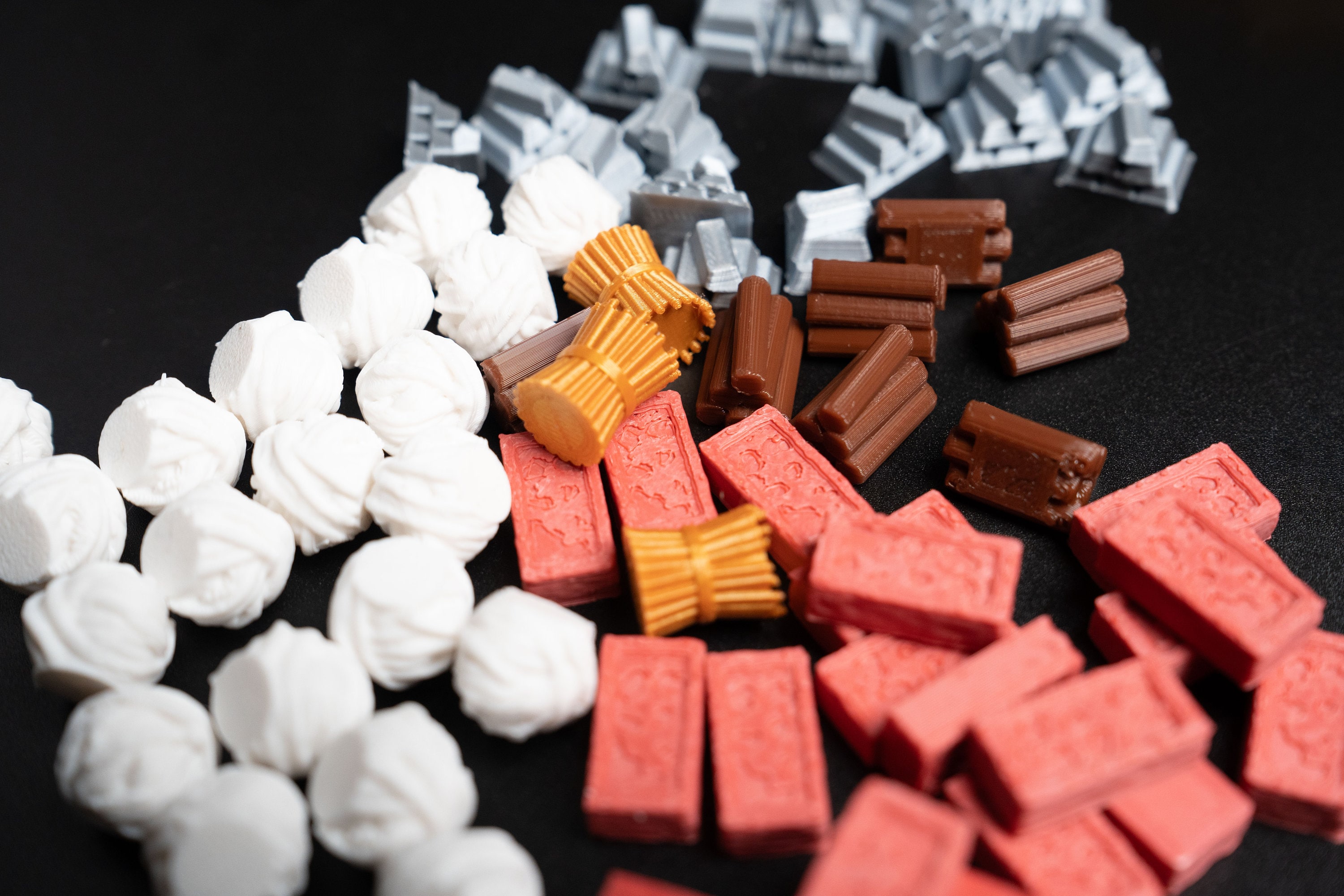 Catan 3d Resources Set | Wheat | Wool | Bricks | Wood | Ore | Trays ...