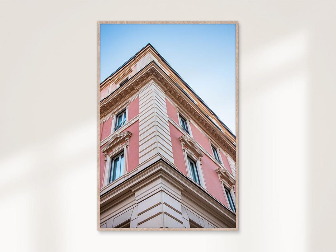 Printable Pink Building Wall Art, Pink Wall Art, Architecture Wall Art ...