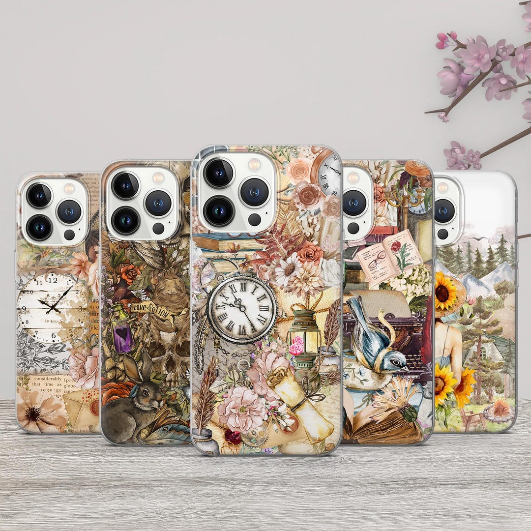 Vintage Mood Board Phone Case Watercolor Cover for iPhone 16 Pro, 15 ...