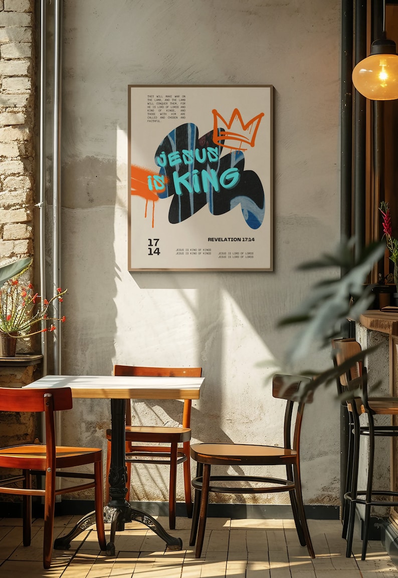 Trendy Aesthetic Christian Urban Wall Art - Jesus is King Graffiti ...