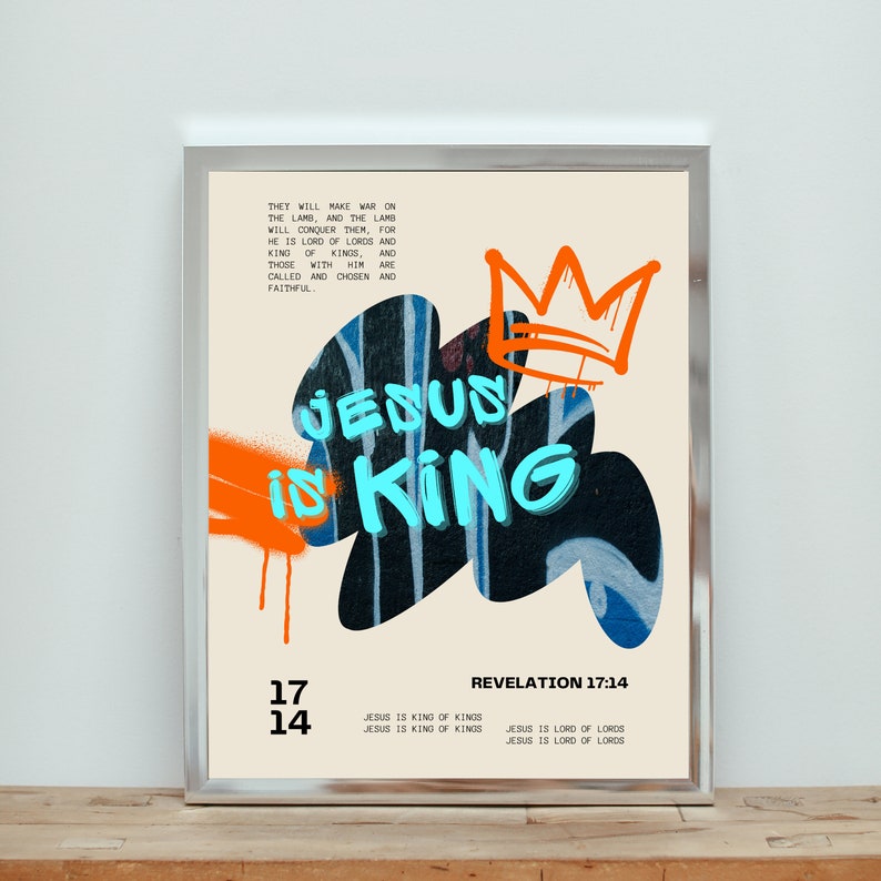 Trendy Aesthetic Christian Urban Wall Art - Jesus is King Graffiti ...