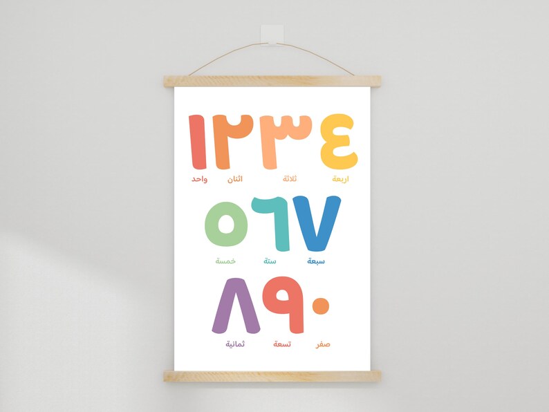 Rainbow Arabic Alphabet and Number Poster - Nursery Hijaiya Printable ...