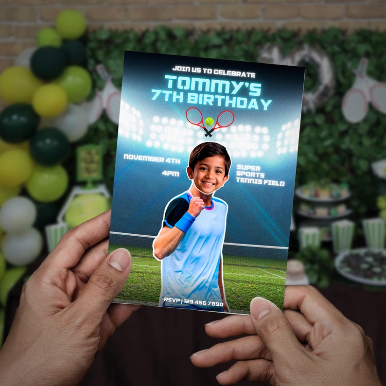 Editable Birthday Invitation Card for Boy | Tennis Theme | Digital ...