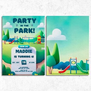 Playground Birthday Invitation, Outdoor Park Play Party Invite ...