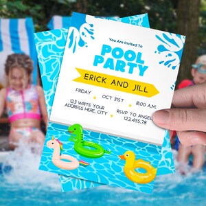 Cool Editable Pool Party Invitation | Tropical Splash Birthday Design ...