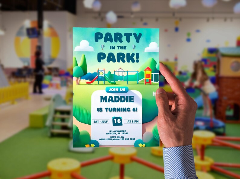 Playground Birthday Invitation, Outdoor Park Play Party Invite ...