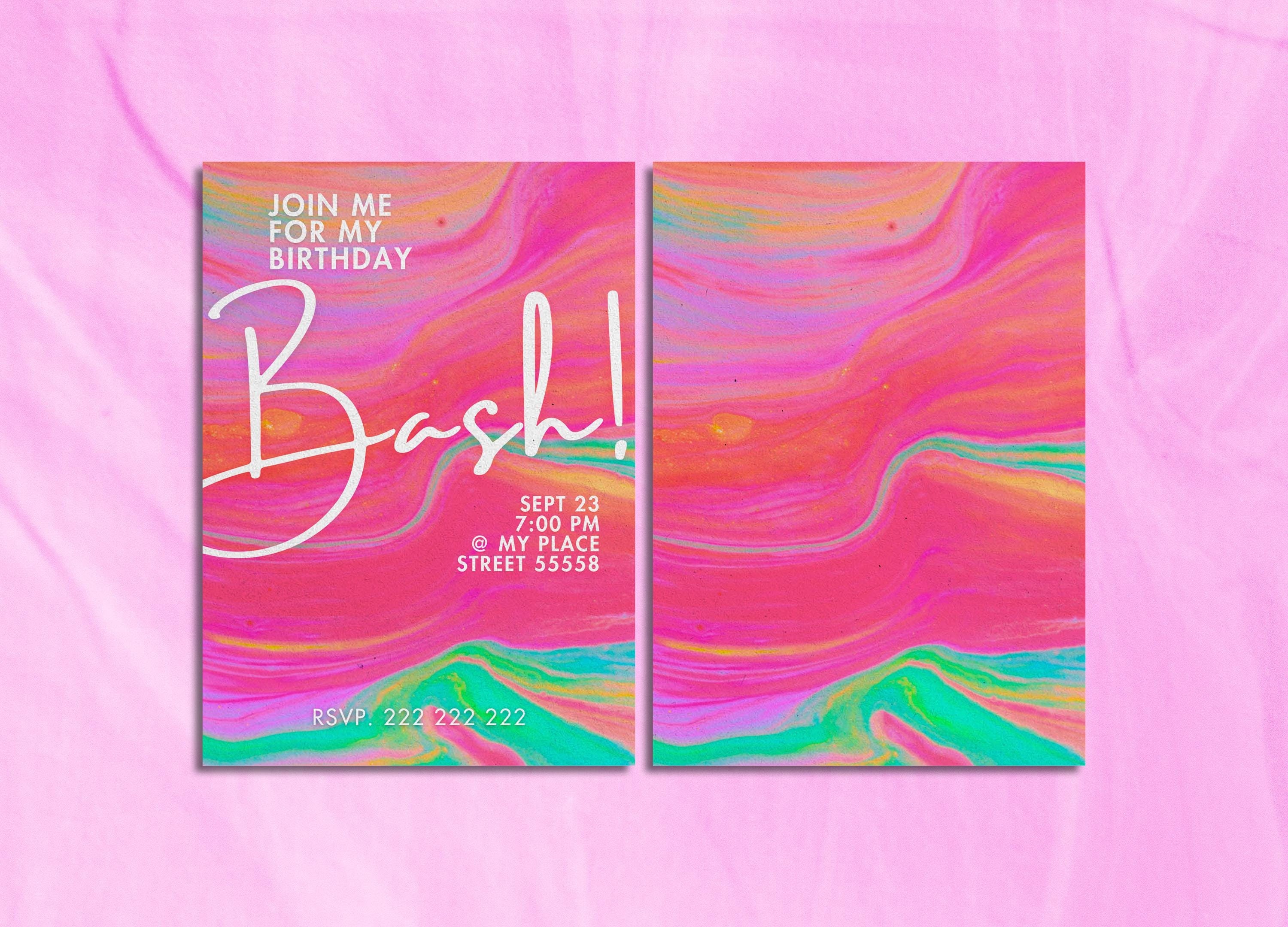 Cool Editable Color Party Invitation Template | Great Acid Color ...