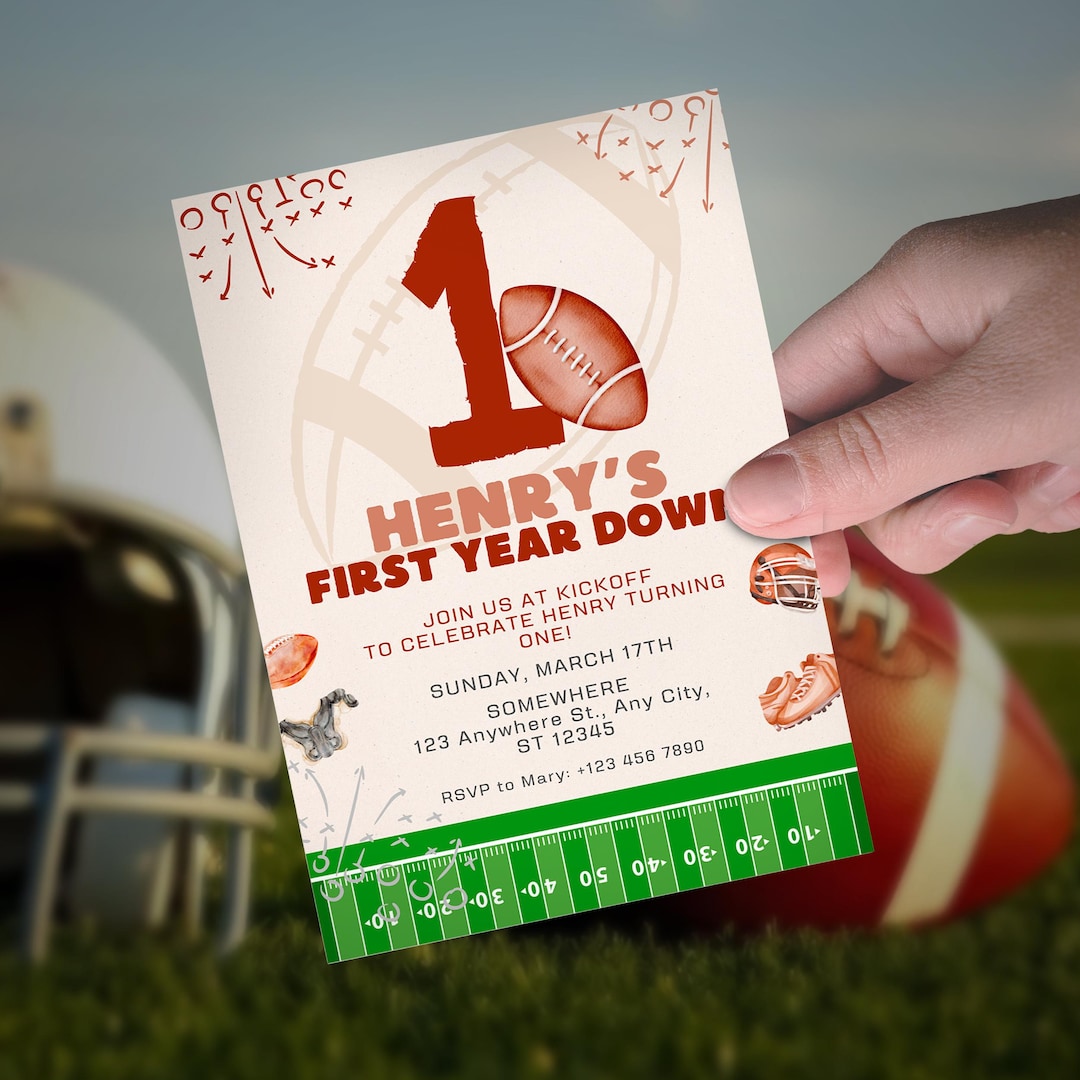 Football-theme First Birthday Invitation Perfect for Your Little Star's ...