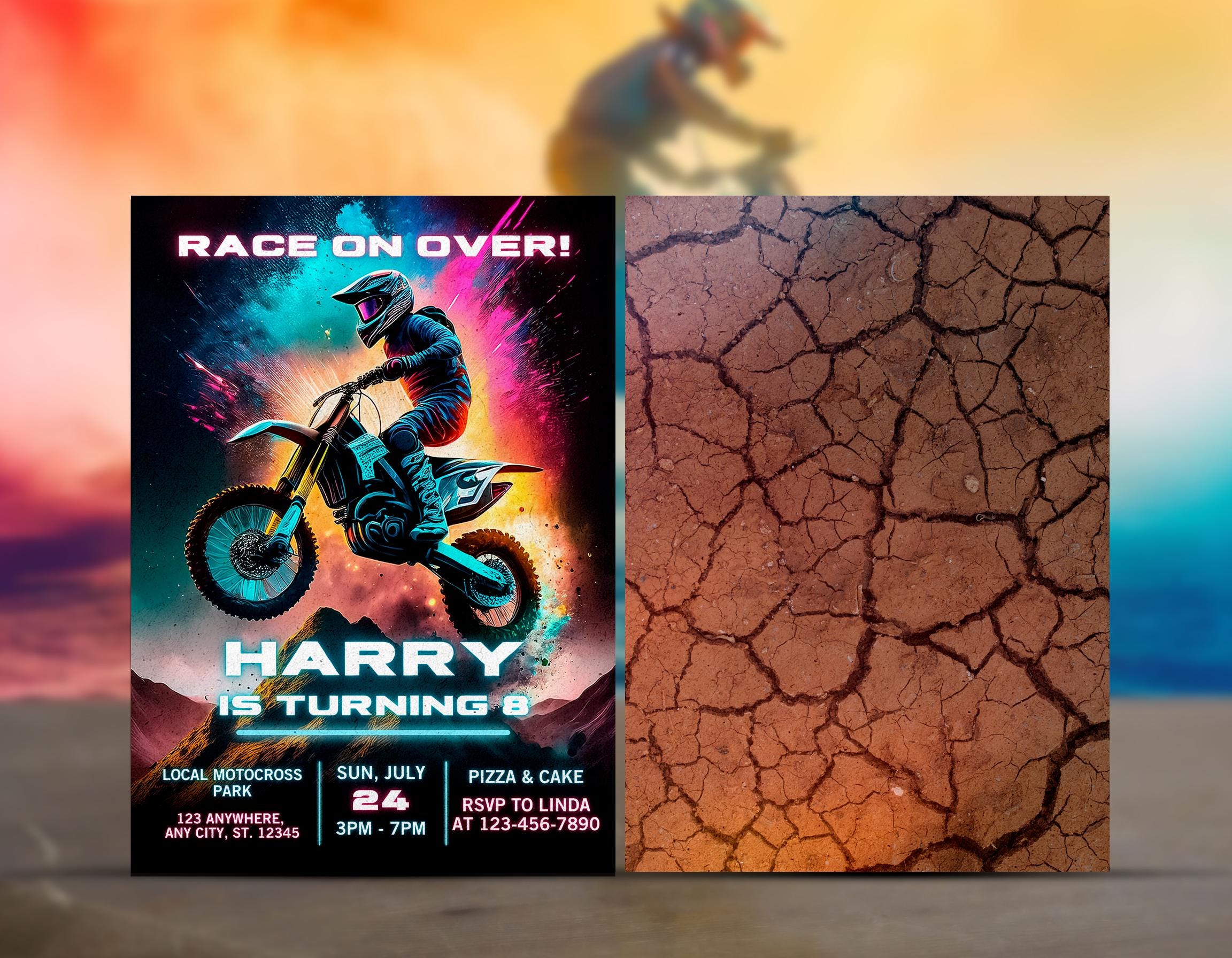 Cool Editable Motocross Birthday Invitation | Dirt Bike Party Template ...