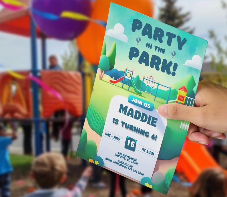 Playground Birthday Invitation, Outdoor Park Play Party Invite ...
