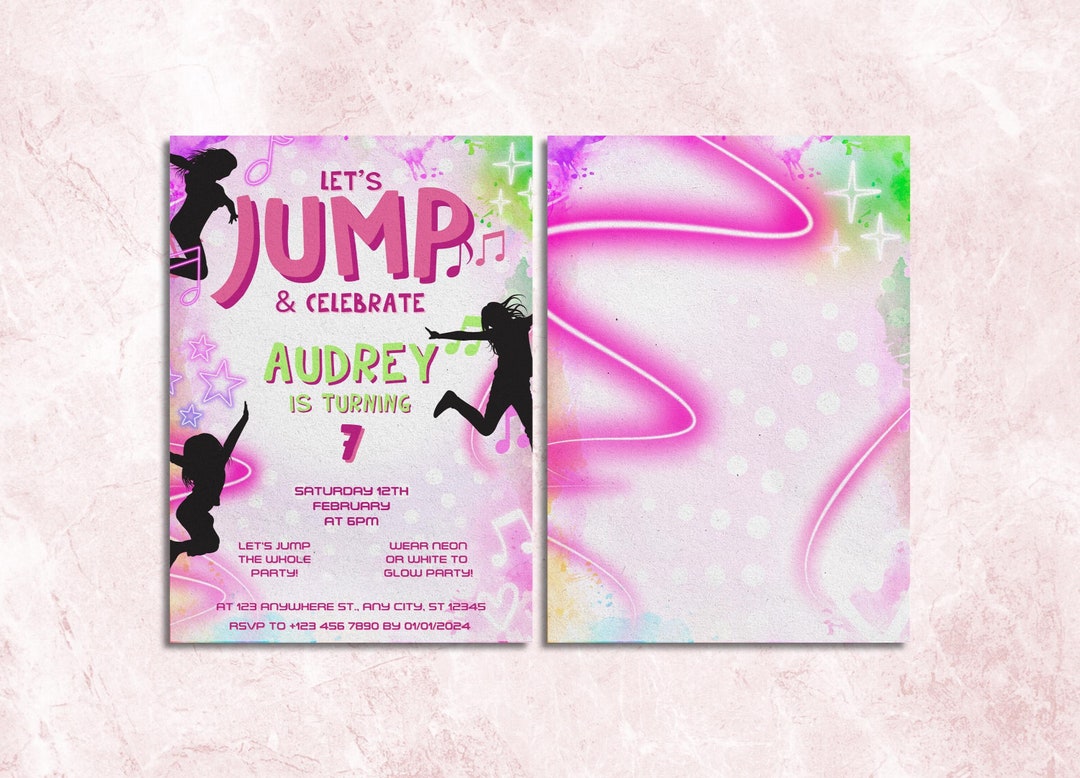 Great Editable Trampoline Park Birthday Invitation, Fun Jump Party ...