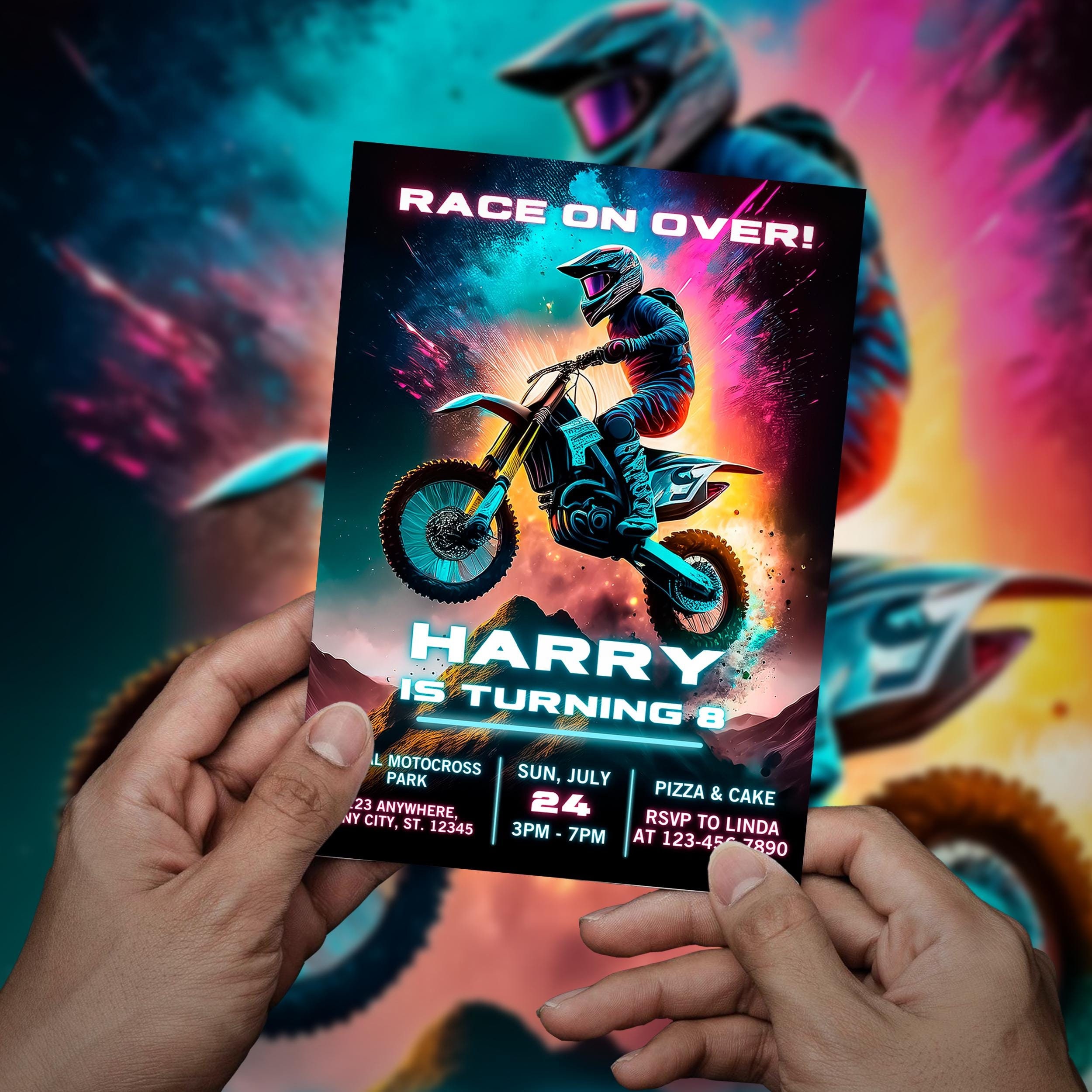 Cool Editable Motocross Birthday Invitation | Dirt Bike Party Template ...