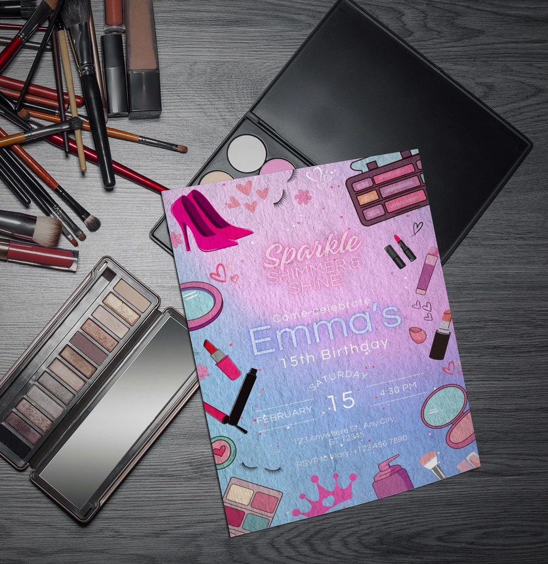 Personalized Makeup Party Invitation Kids Makeup Invitation Digital ...