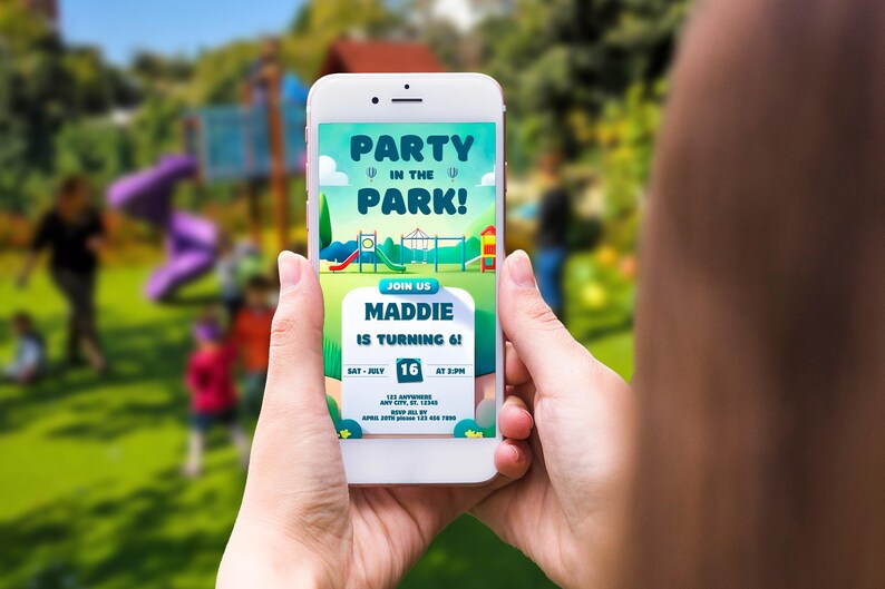 Playground Birthday Invitation, Outdoor Park Play Party Invite ...