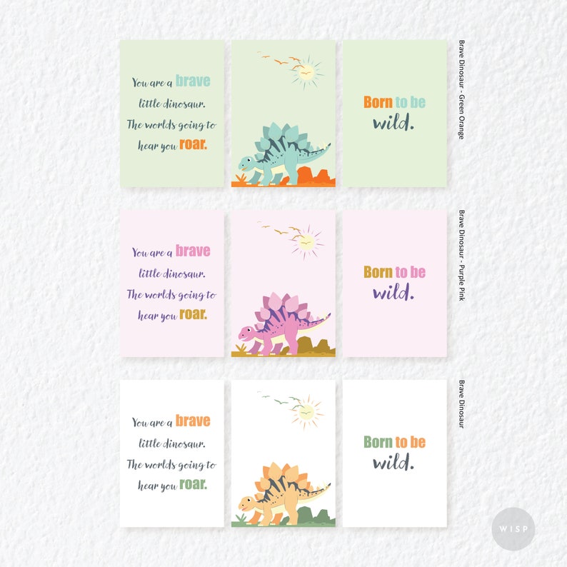 Brave Little Dinosaur. Set of 3 A4 Digital Wall Art Print. - Etsy