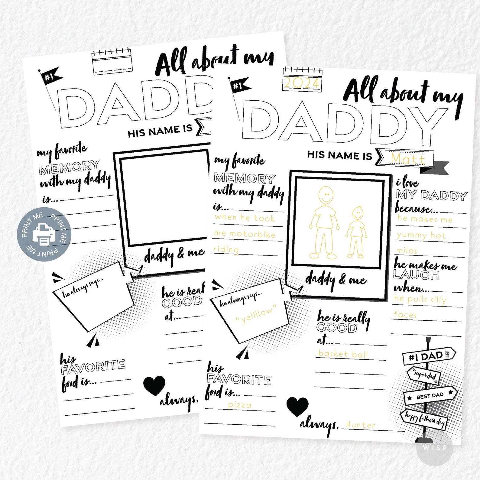 All About My Daddy, Fill in and Printable Activity Page. Digital Print ...