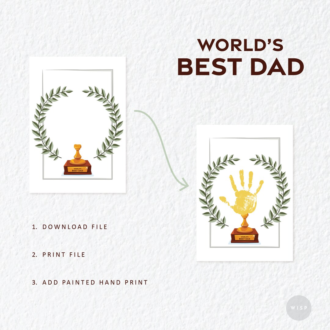 World's Best Dad Award Keepsake. Printable Handprint Craft. Activity ...