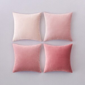 Set of 4 Rose Blush Baby Pink Velvet Cushion Covers, 45x45 Square ...