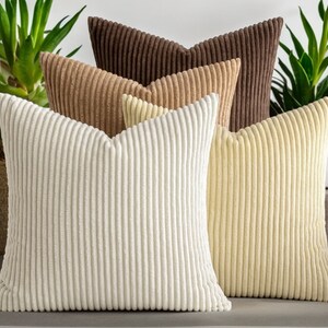 Set of 4 Brown Corduroy Cushion Covers UK, Lounge Sofa Home Decor ...