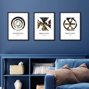 Adinkra Symbol Prints, Set of 3 Modern African Art, African Symbols in ...