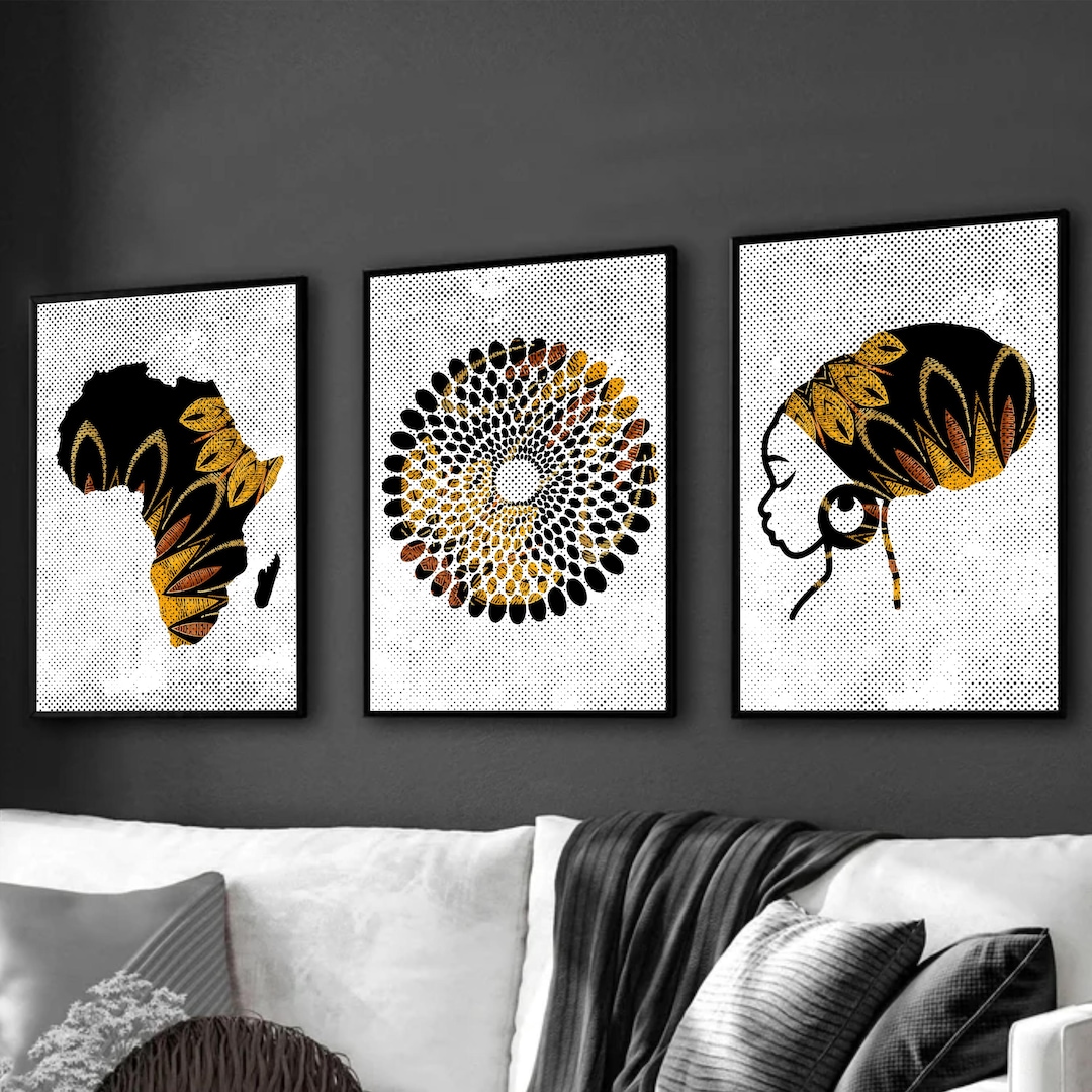 African Style Wall Art, Set of 3 Modern African Prints, Africa Print ...
