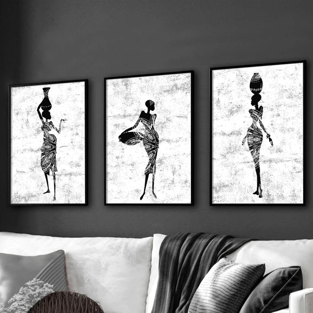 African Women Art Prints: Black & White Ethnic Posters, Set of 3 - Etsy