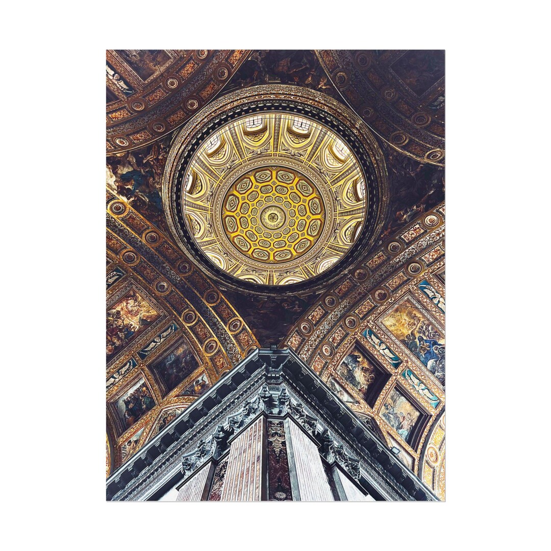 St. Peter's Bascilica Ceiling Poster, Italy Photography Print, Vintage ...