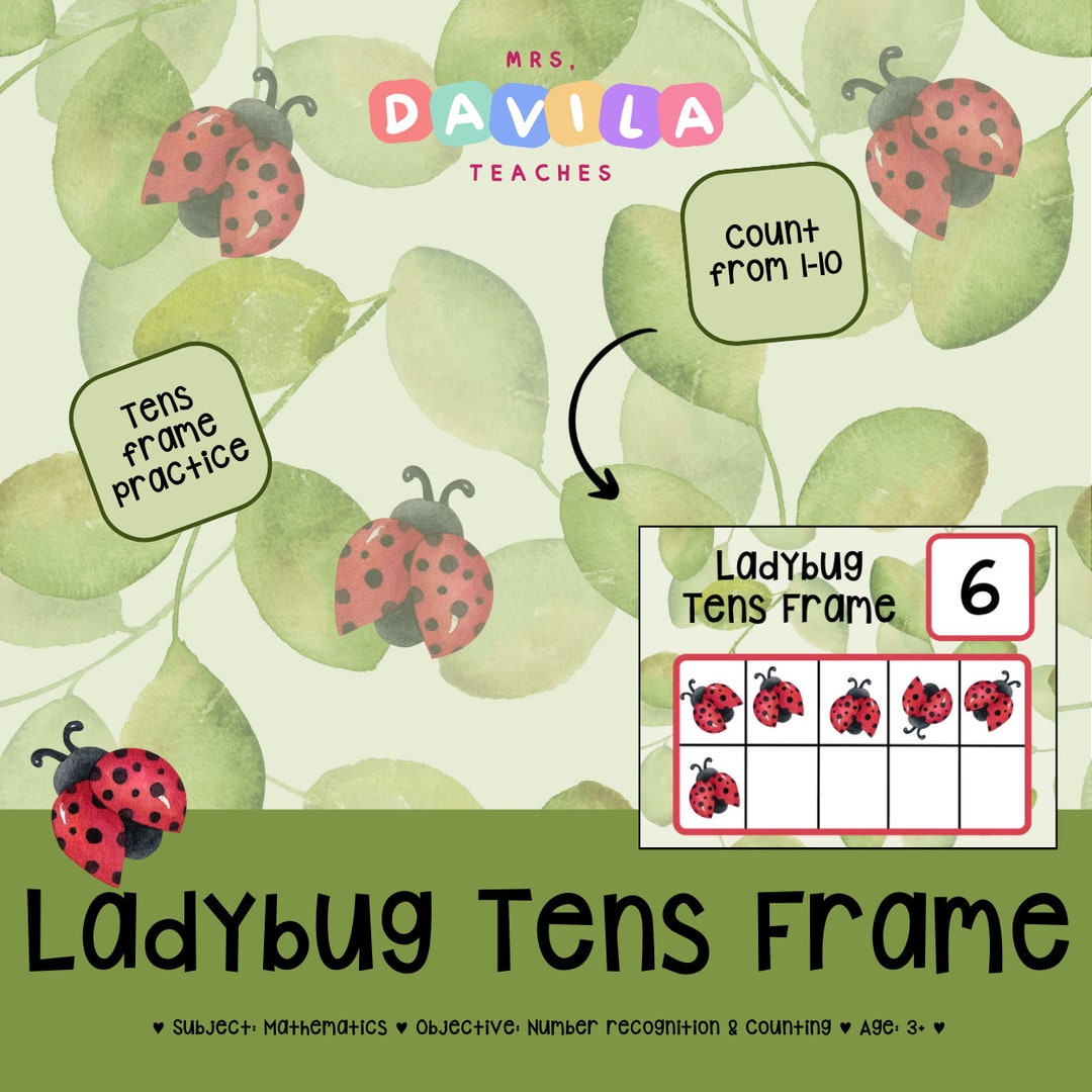 Ladybug Tens Frame Digital Printable Counting Number Educational ...