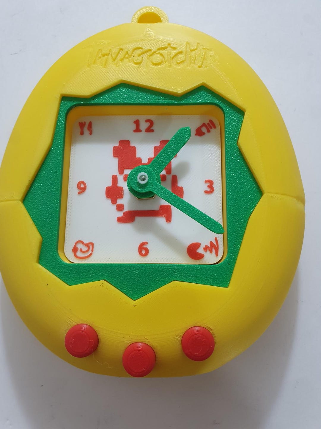 Retro Tamagotchi-inspired Desk Clock Yellow & Green Quartz, Battery ...