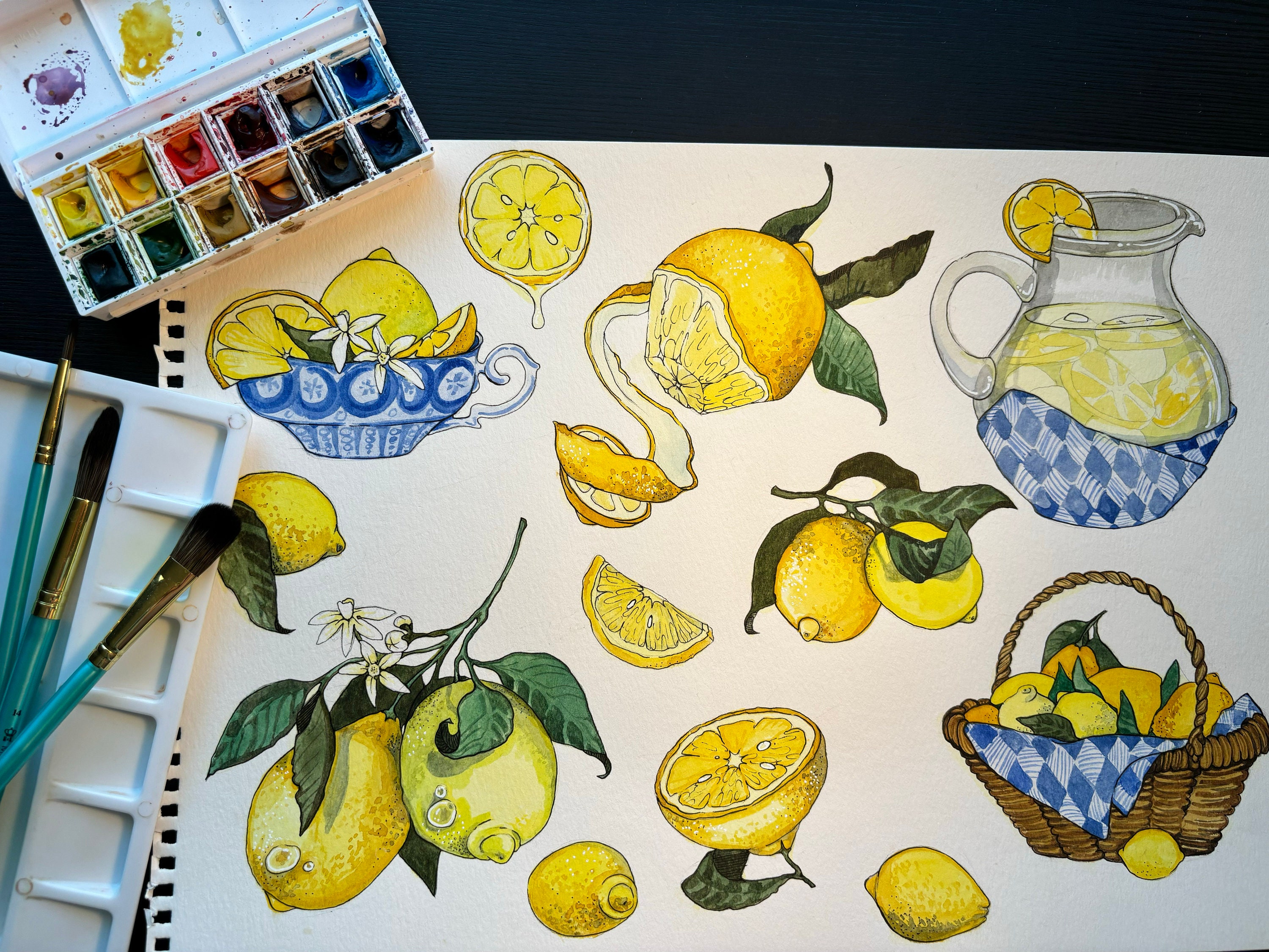 Watercolor Lemon Breakfast Digital Clipart, Summer Fruit Clipart ...