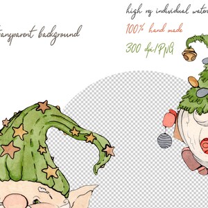 Watercolor Fairy Gnome Digital Clipart, Christmas Decor Printable Art ...