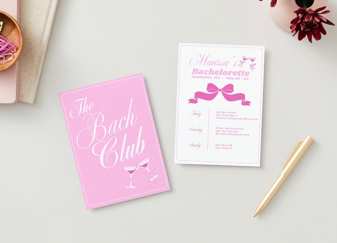 The Bach Club Bachelorette Party Invite & Itinerary | EDITABLE Template ...