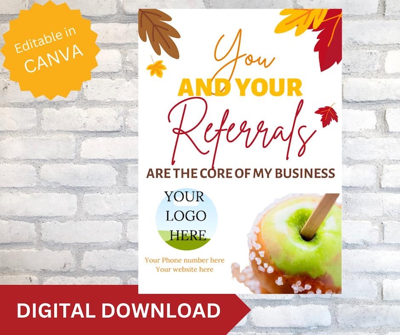 Digital Download FALL Caramel Apple Pop-by Tag - You and Your Referrals ...