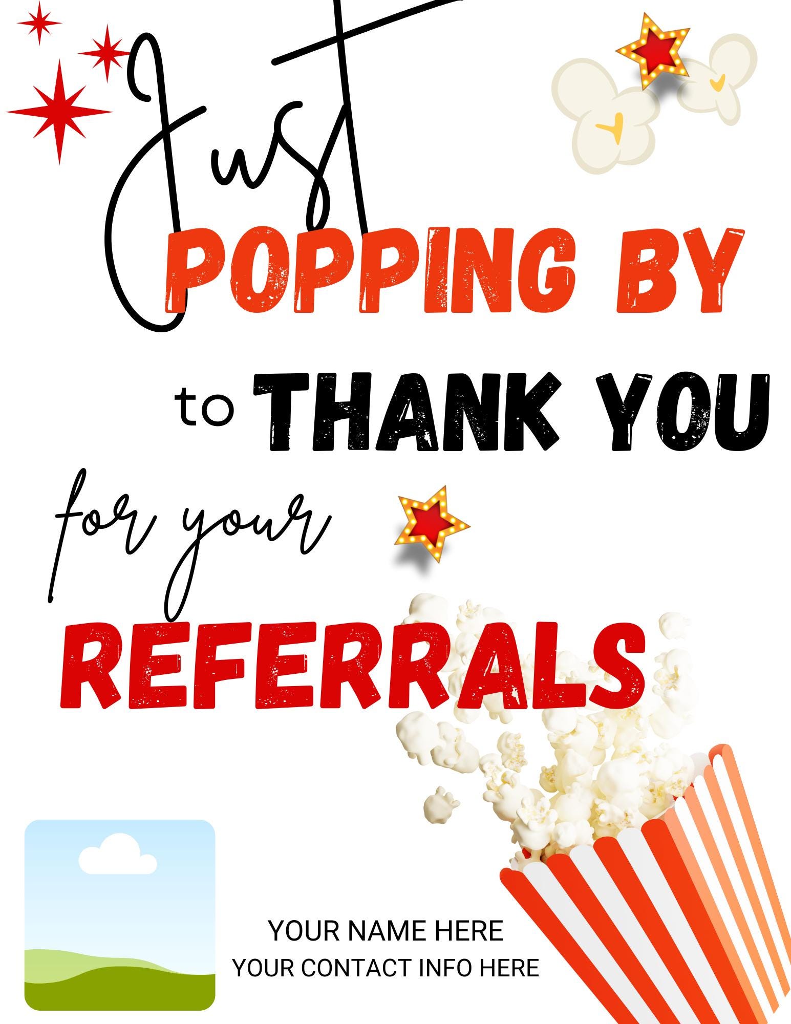 Digital Download Just Popping by to Thank You for Your Referrals Pop-by ...
