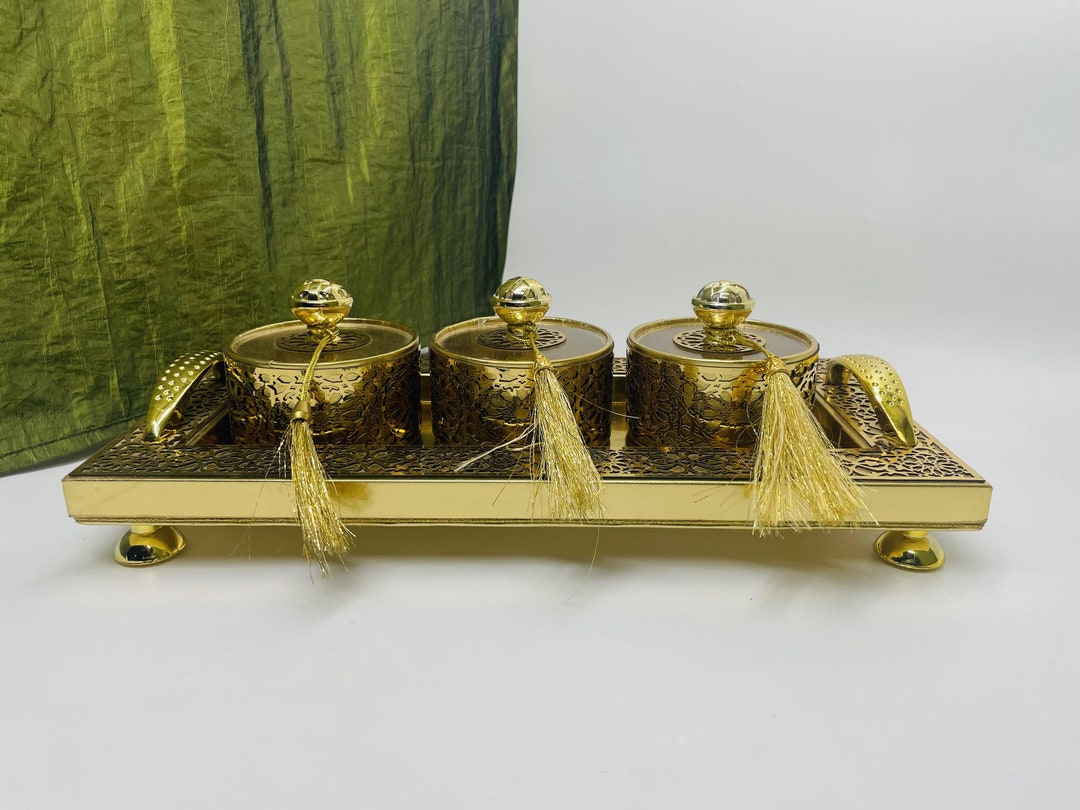 Set of 3 Small Glass Candy Buffet Jars Morocco Candy Jars Candy Buffet ...