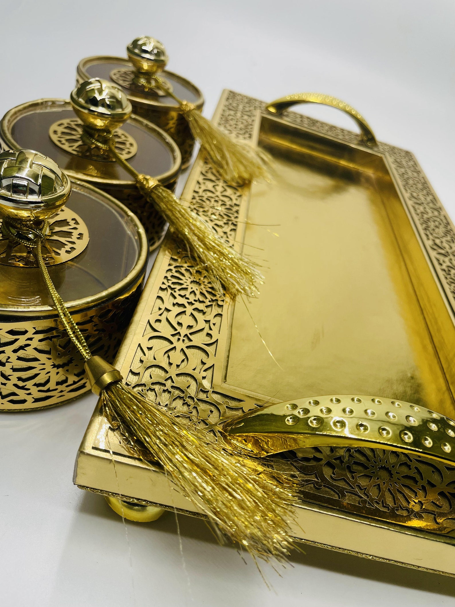 Set of 3 Small Glass Candy Buffet Jars Morocco Candy Jars Candy Buffet ...