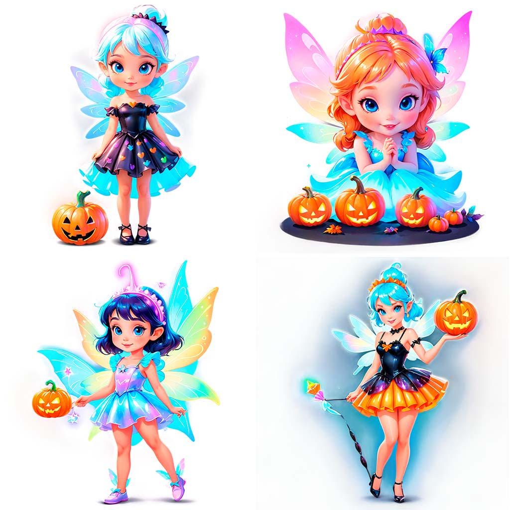 Halloween Fairy Clipart Bundle, Ai Generated Art, Digital Wall Art ...
