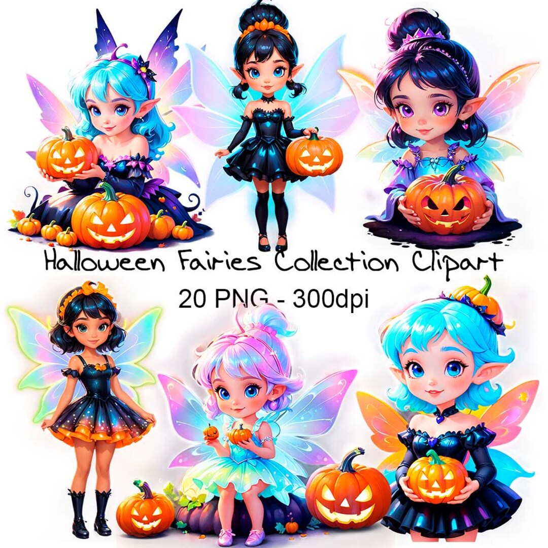 Halloween Fairy Clipart Bundle, Ai Generated Art, Digital Wall Art ...